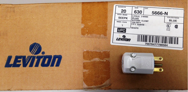 Leviton 5666-N 250V 15A Male Plug, NEMA 6-15 (Box of 20) – Sprecher ...